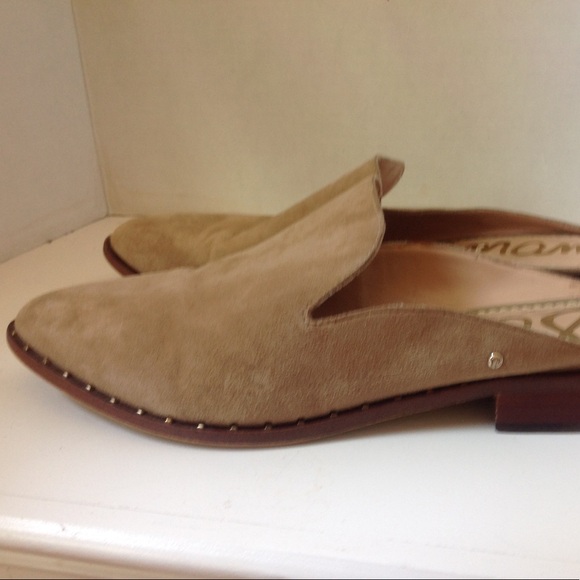 Sam Edelman | Shoes | Sam Edelman Beige Tan Suede Mule Shoes Brass ...